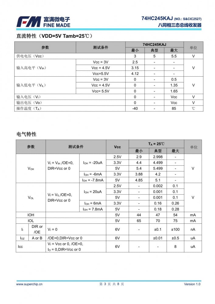 74HC245KAJ datasheet page 3