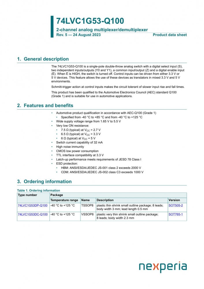 74LVC1G53DC-Q100H datasheet page 1