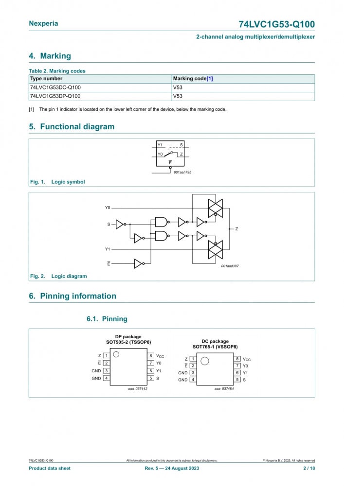 74LVC1G53DC-Q100H datasheet page 2