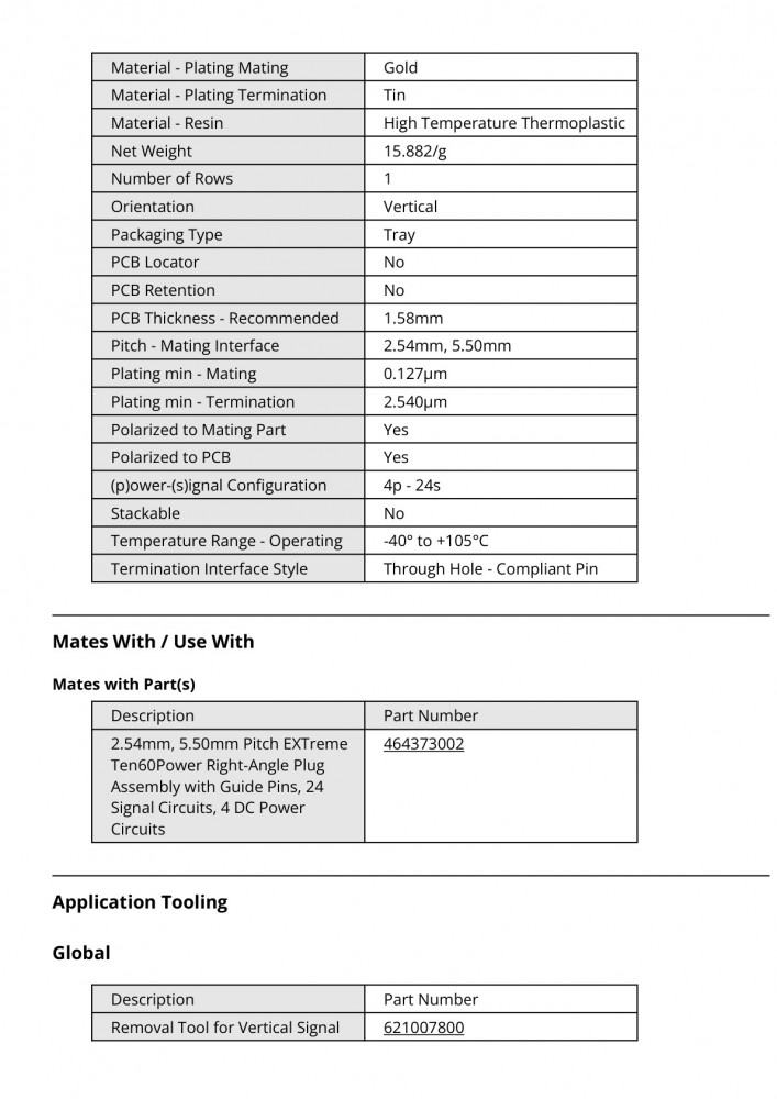 Technical document page 3 for MOLEX 465623002