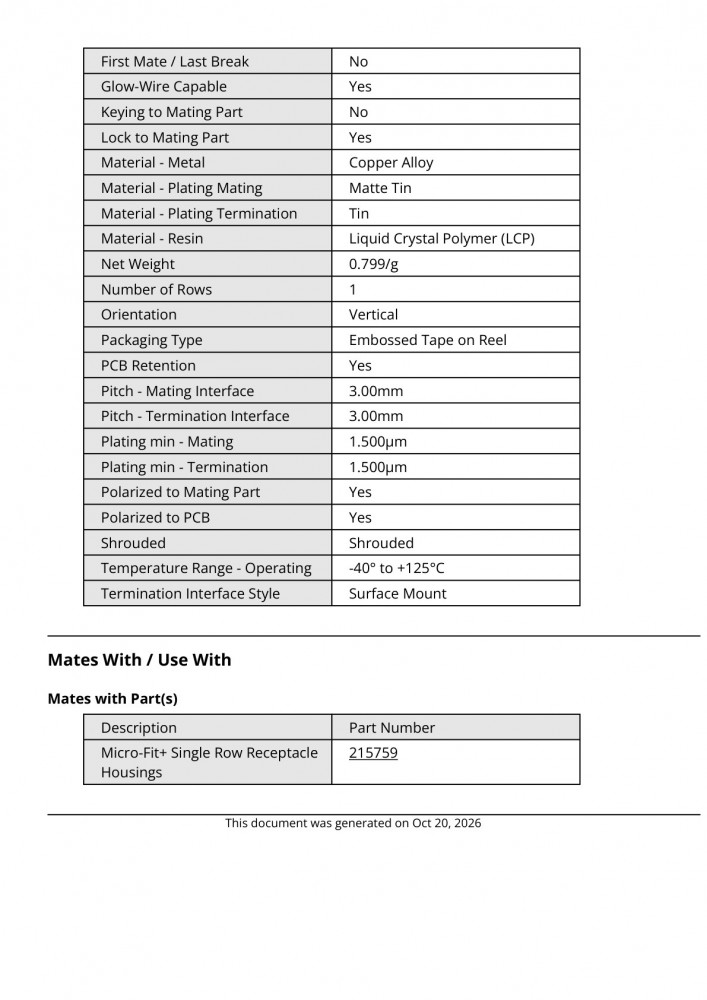 MOLEX 2189890320 technical document image, page 3