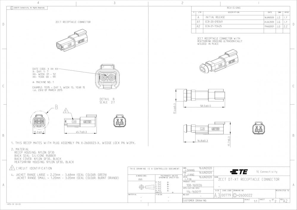 DEUTSCH 2600022-2 controlled drawing page 1