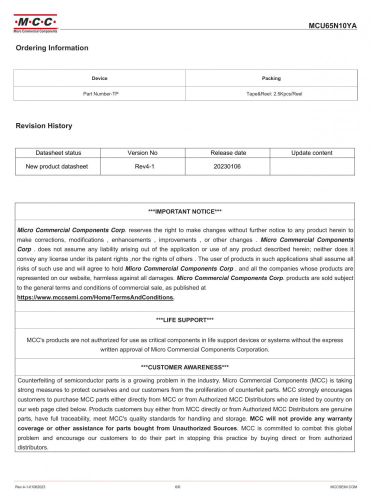 MCU65N10YA-TP datasheet page 6