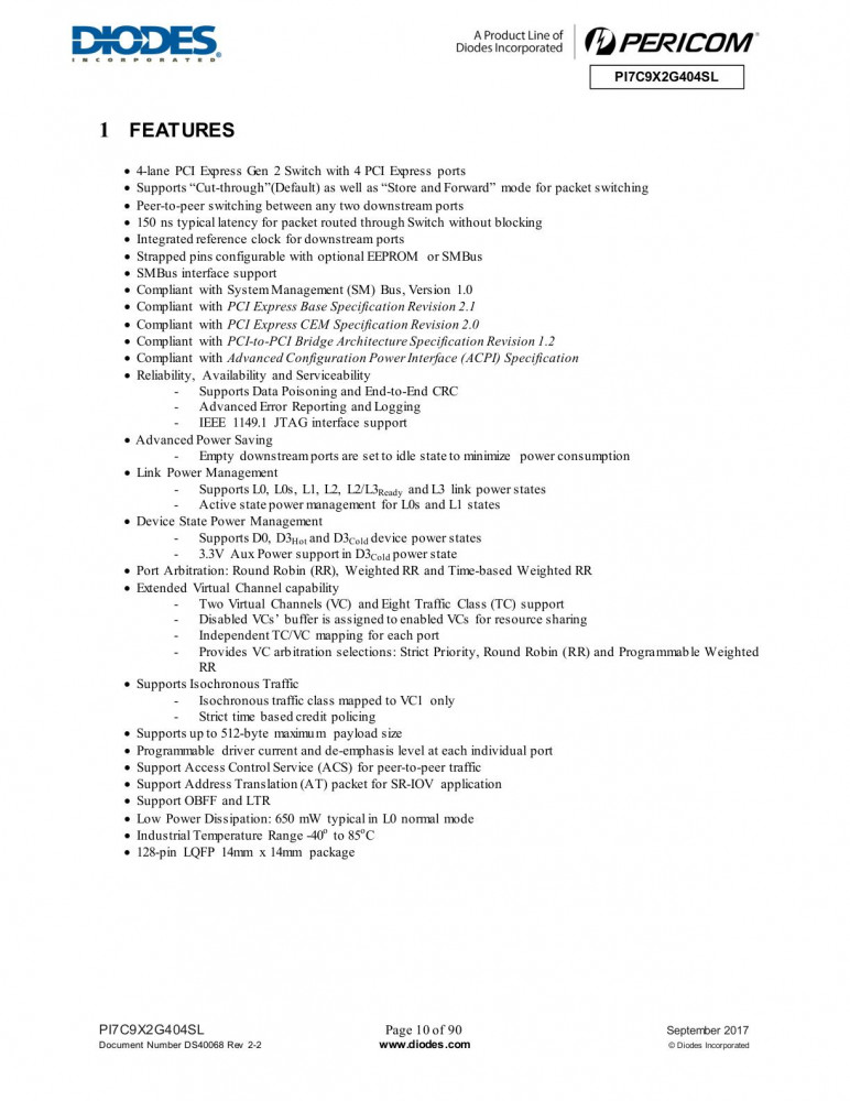 PI7C9X2G404SL datasheet page 10