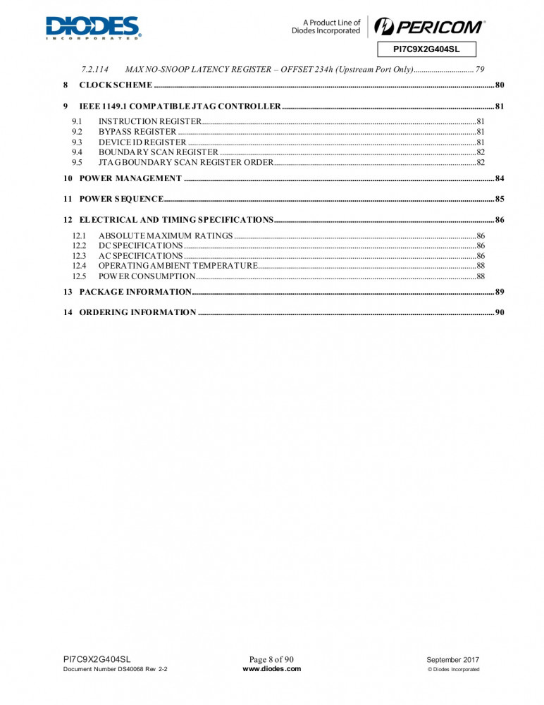 PI7C9X2G404SL datasheet page 8