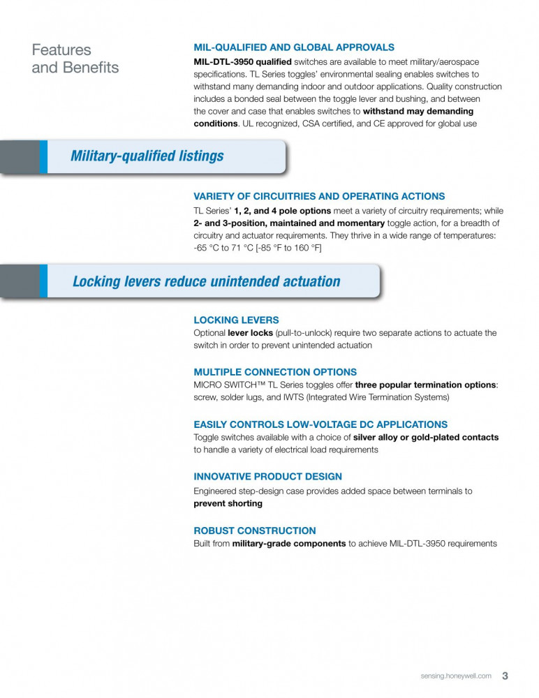 Honeywell TL Series document page 3