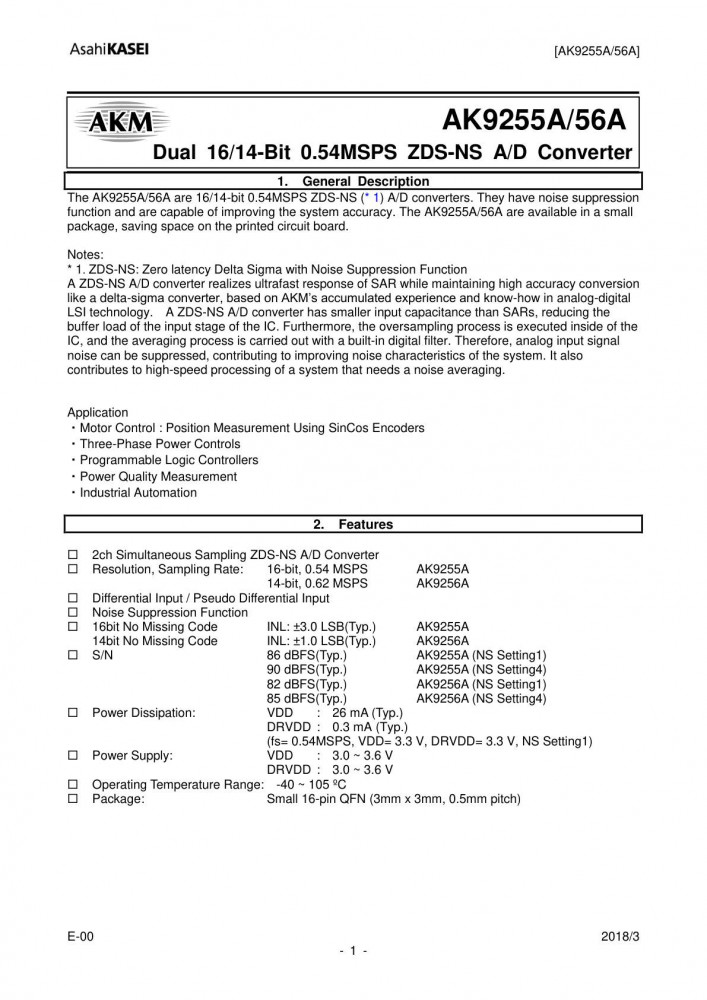 AKM AK9255 document page 1