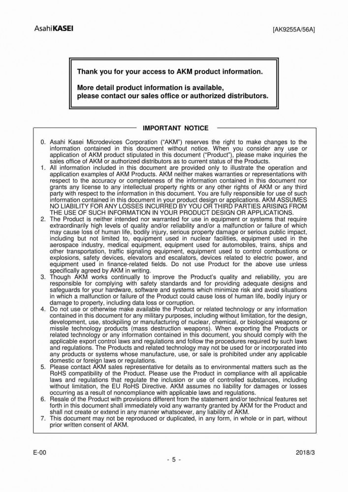 AKM AK9255 document page 5