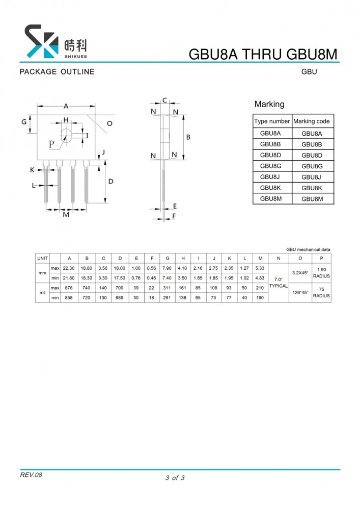 GBU8M datasheet page 3