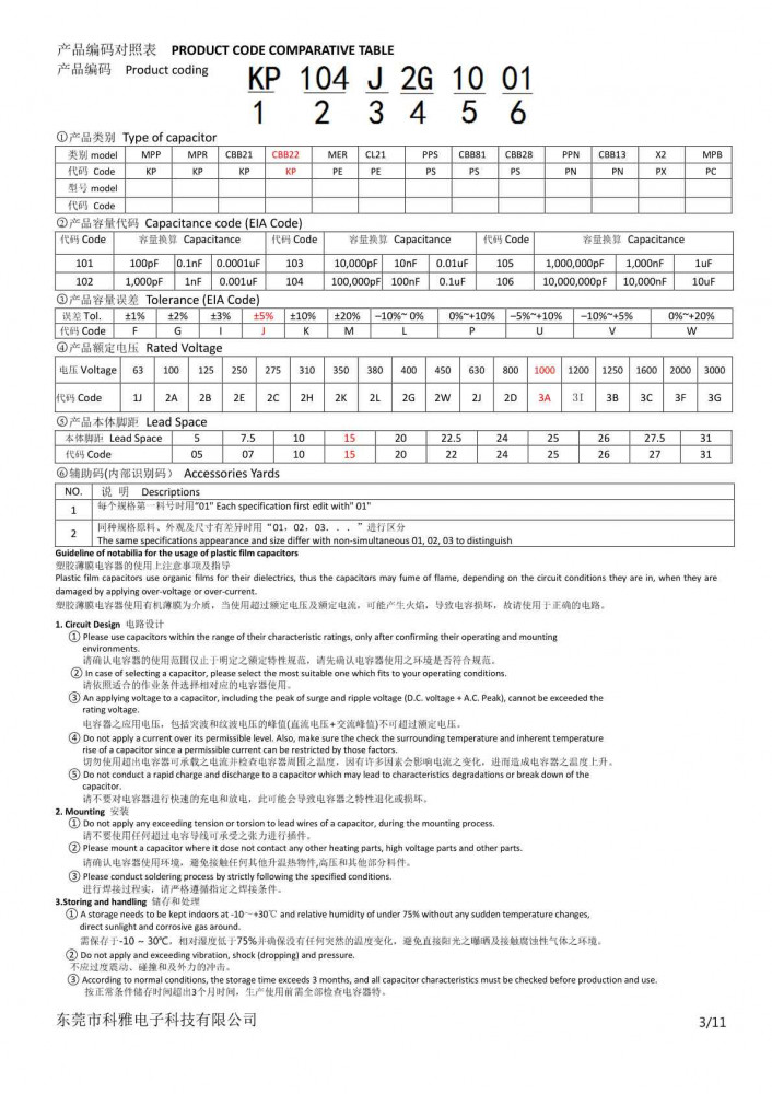 KP104K3A1501 specification page 3