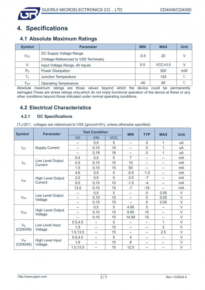 CD4049 technical document page 3