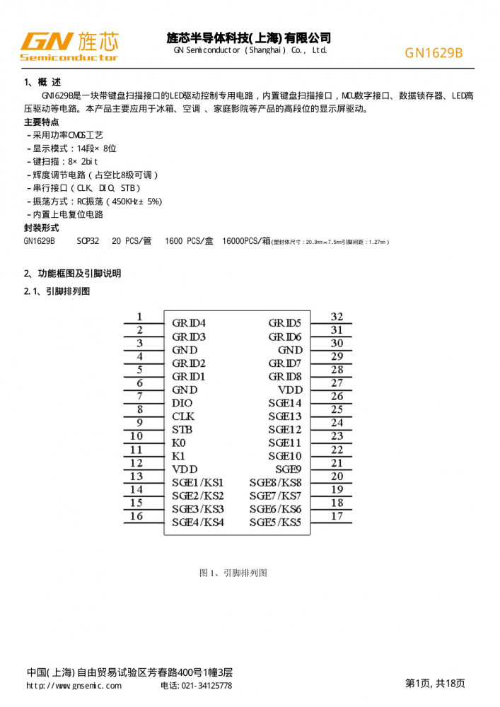 GN1629B datasheet page 1