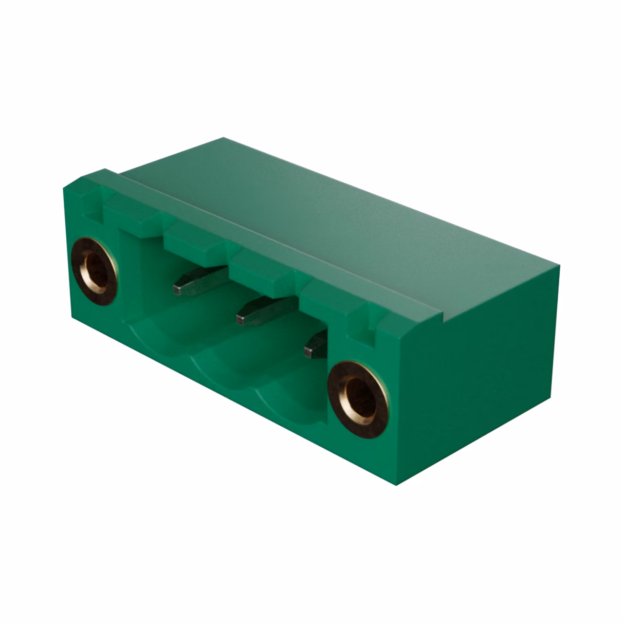 5.00mm Pitch Eurostyle Right-Angle PCB Header, with Threaded Retention Inserts, Green Housing, 3 Circuits for sale