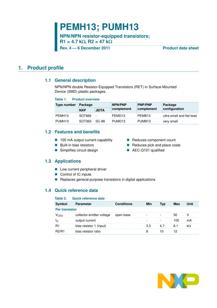 PUMH13 datasheet page 2