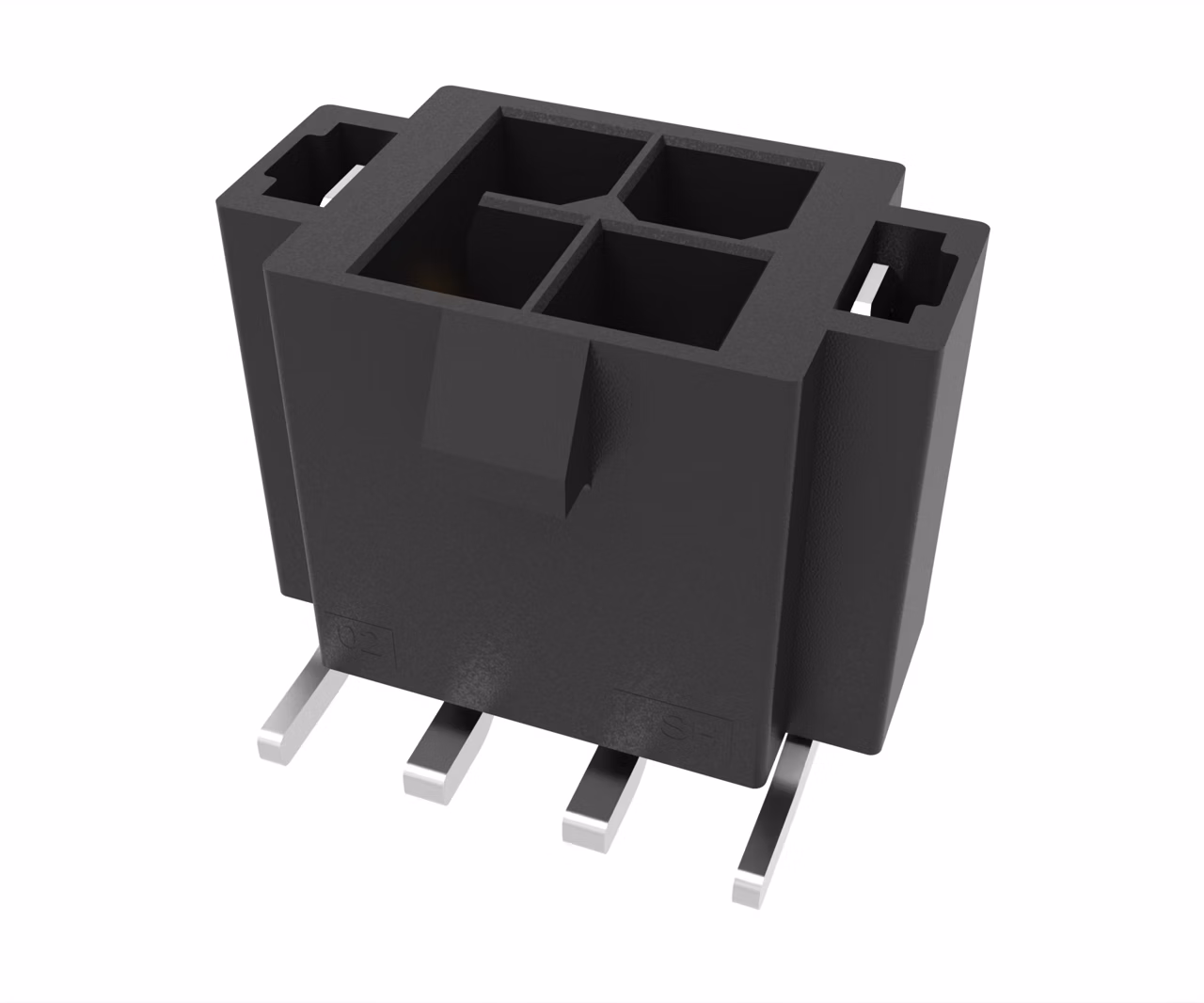 Mini-Fit Max Vertical Header, Dual Row, Surface Mount, 4 Circuits, Matte Tin (Sn) Plating, Black, Glow-Wire Capable, with Pick-and-Place Tape, Tape and Reel for sale