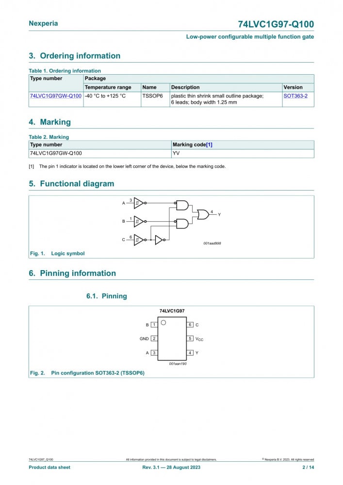 74LVC1G97GW-Q100 datasheet page 2