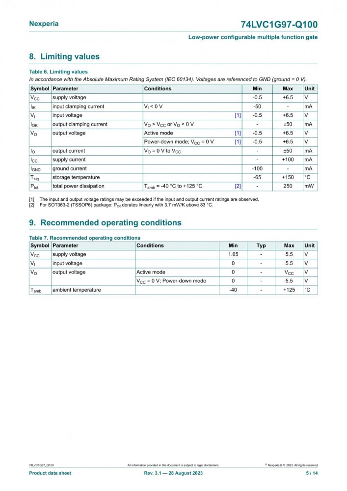 74LVC1G97GW-Q100 datasheet page 5