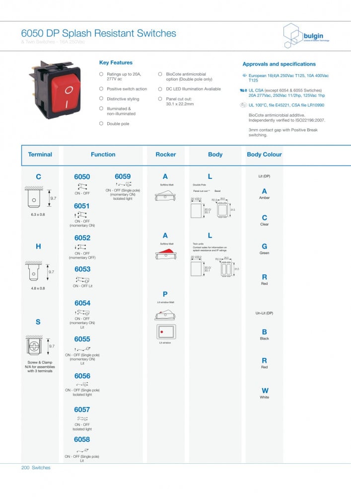 Bulgin C6053ALNAM technical document page 1