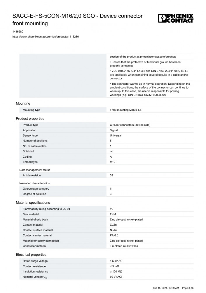 Phoenix Contact 1416280 technical document page 3