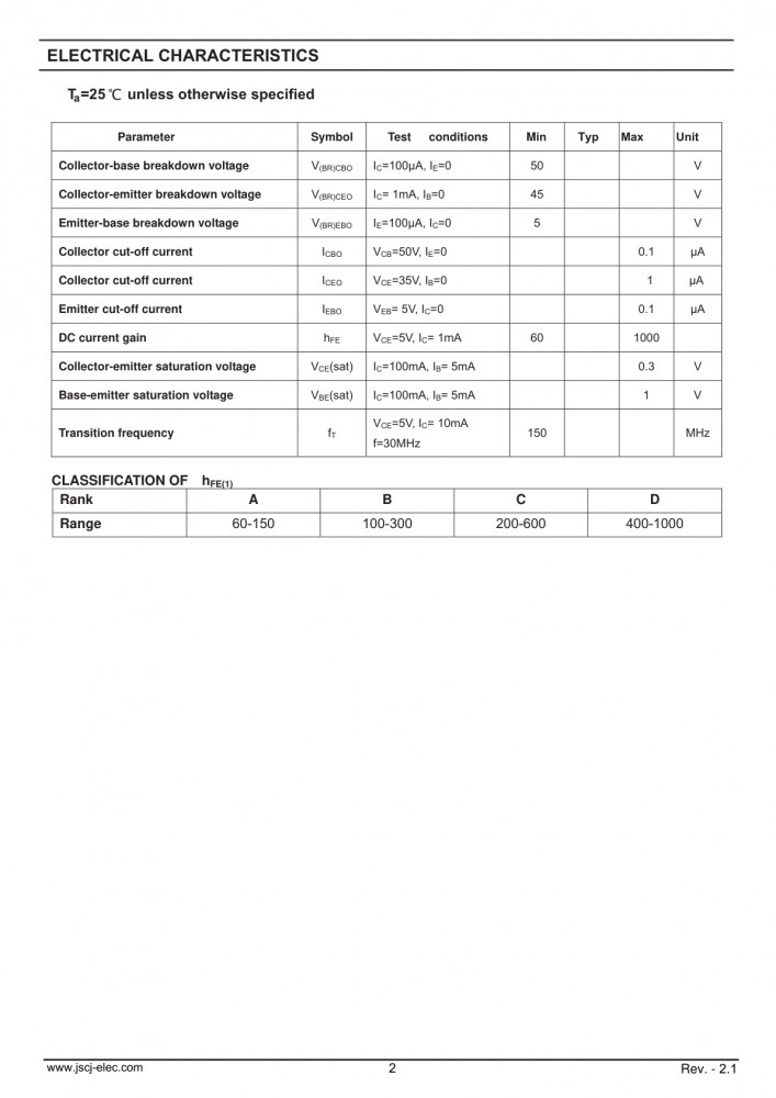 S9014-TA datasheet page 2