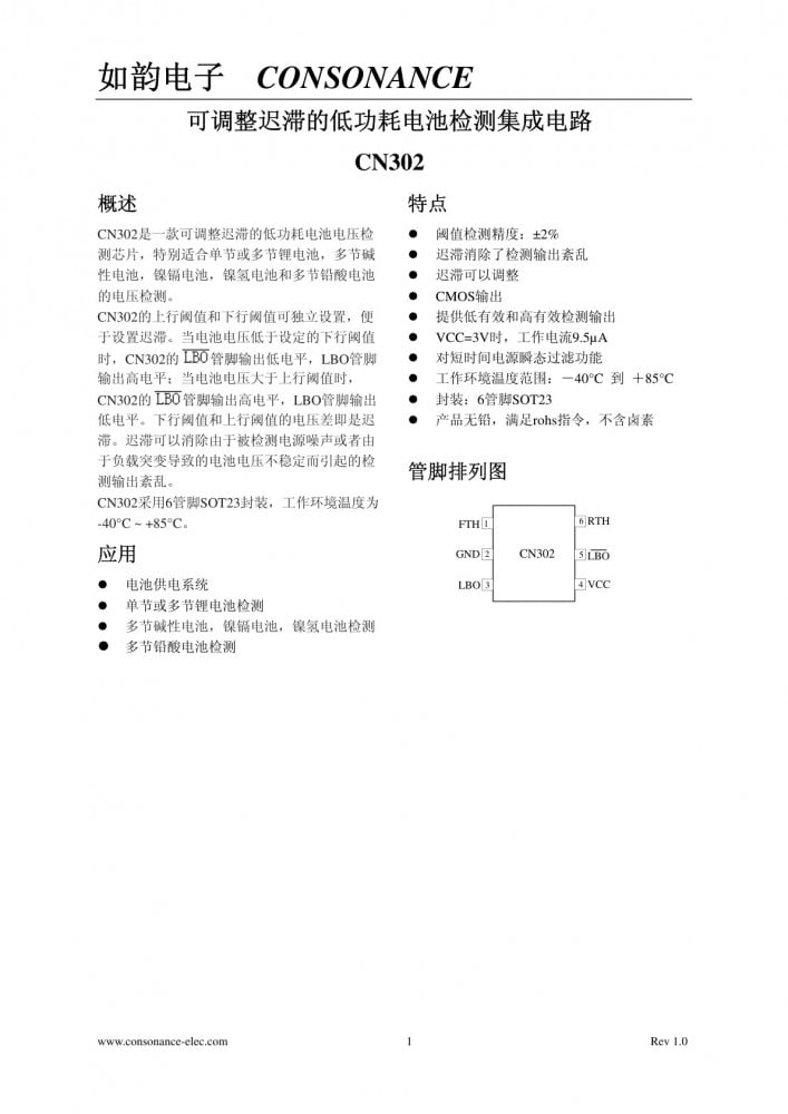 CN302 datasheet page 1