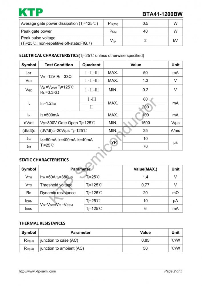 BTA41-1200BW datasheet page 2