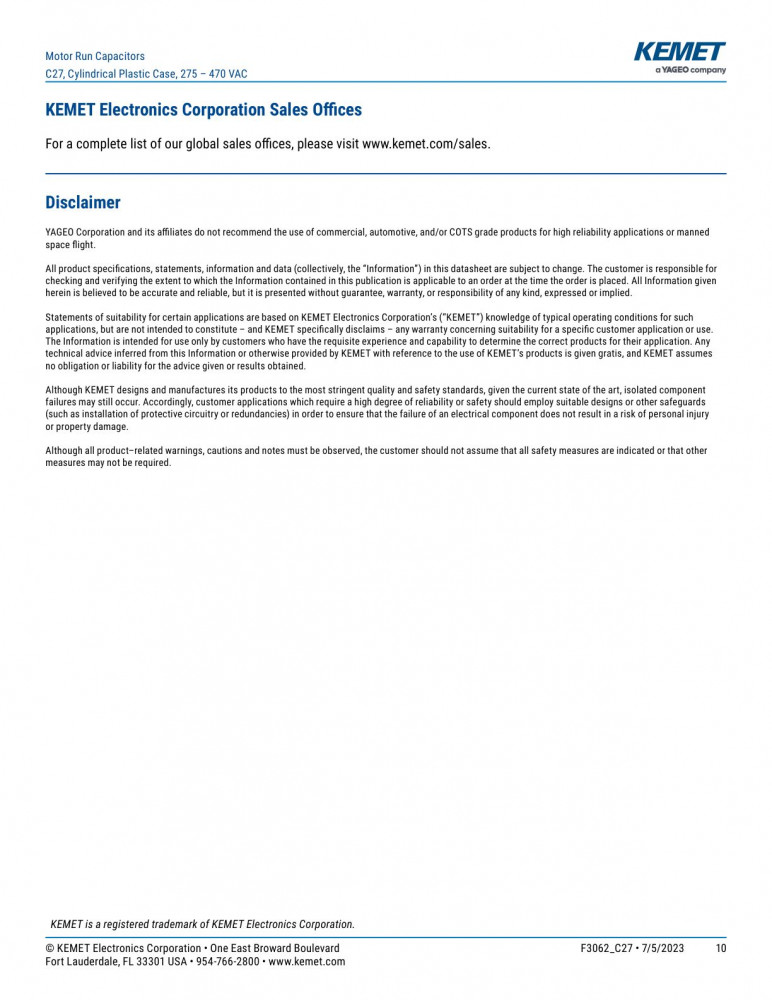 KEMET C27 datasheet page 10