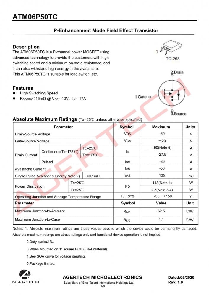 ATM06P50TC datasheet page 1