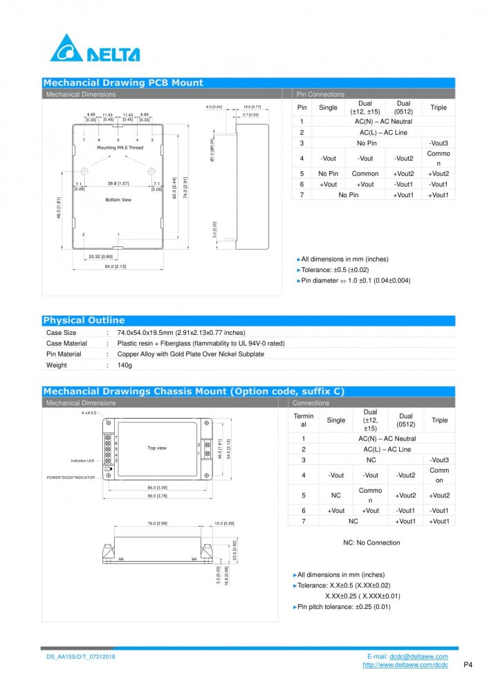 DELTA AA15S0500A datasheet page 4