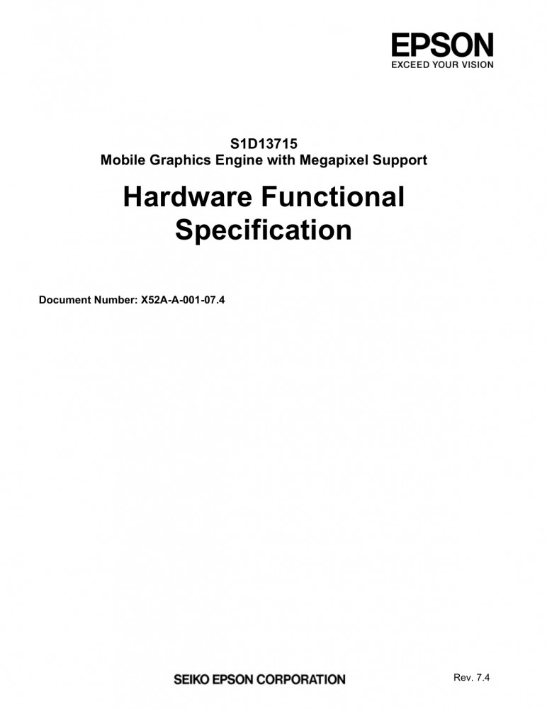 S1D13715 specification page 1