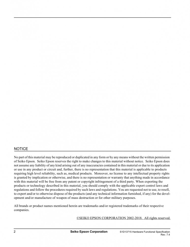 S1D13715 specification page 2