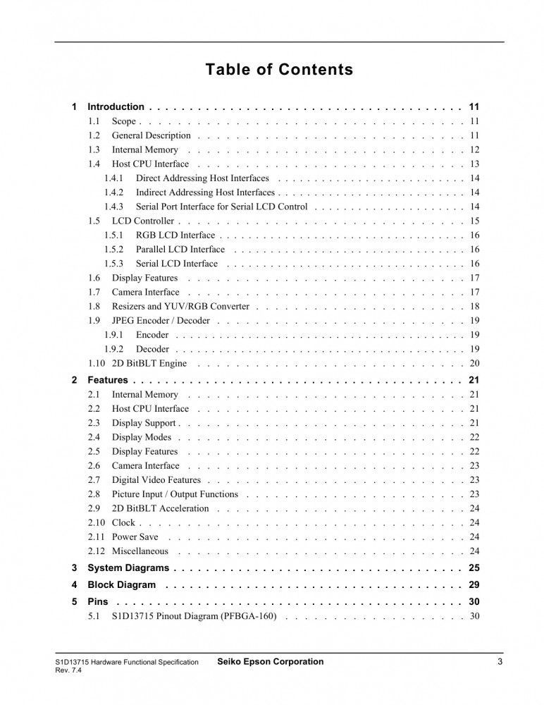 S1D13715 specification page 3