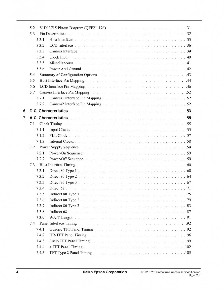S1D13715 specification page 4