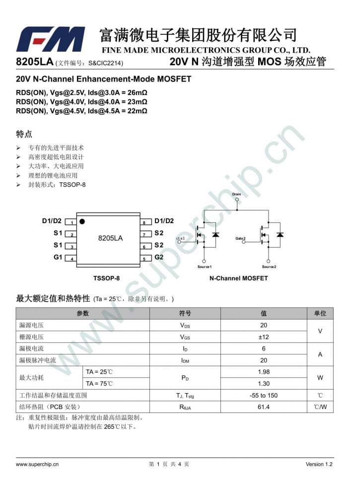 8205LA datasheet page 1