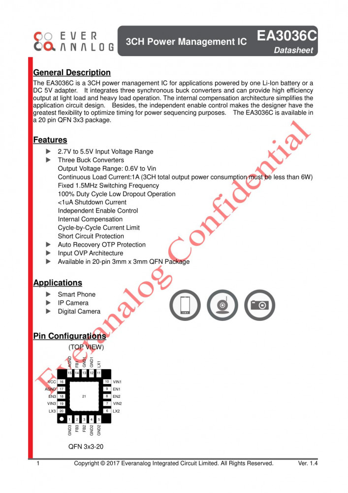 EA3036CQBR datasheet page 1