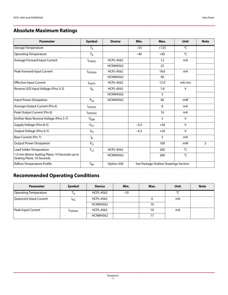 HCPL-4562-500E datasheet page 7
