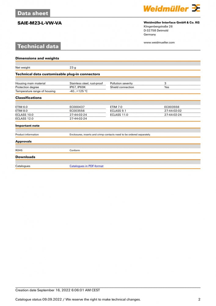 WEIDMULLER 1483880000 technical document page 2