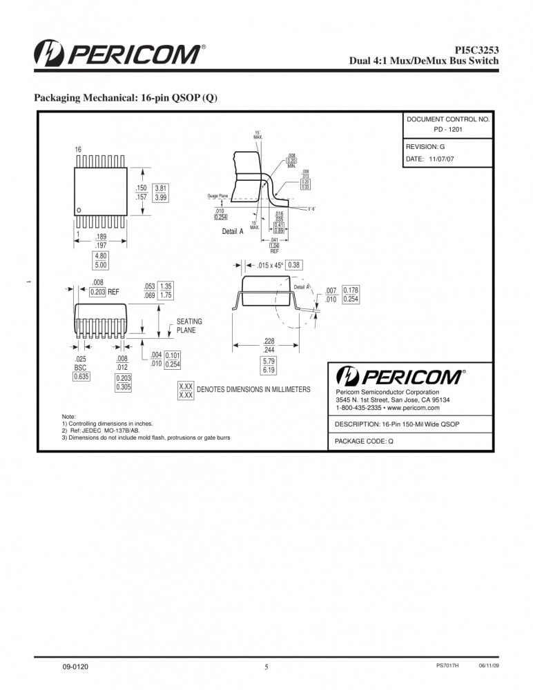 PI5C3253QEX datasheet page 5