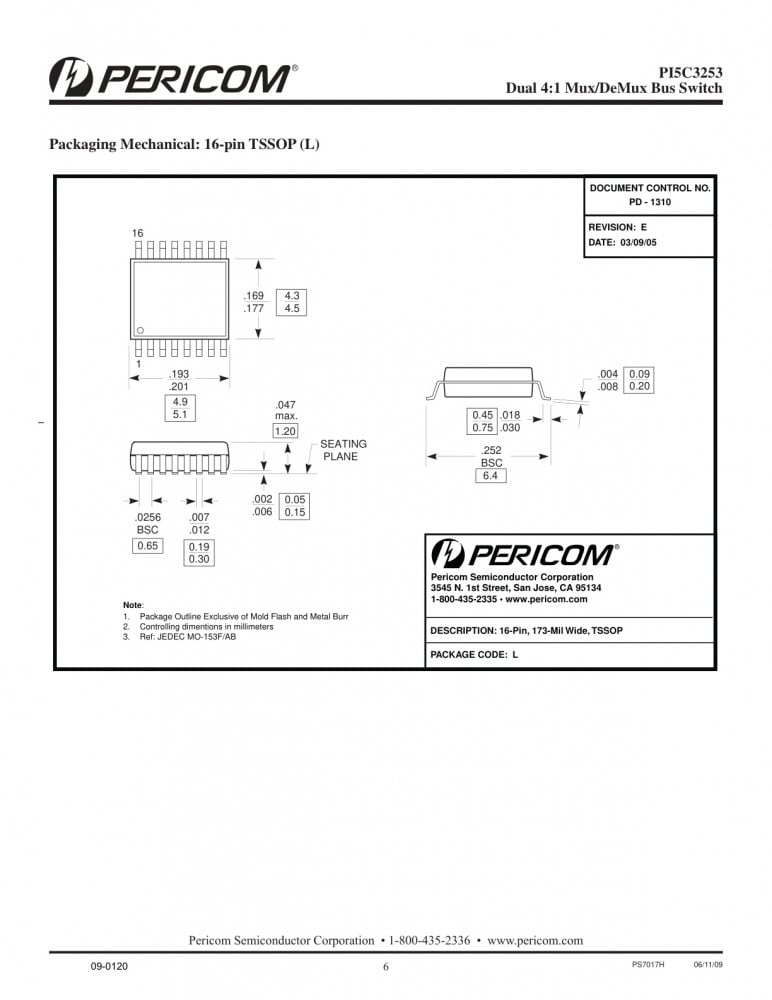 PI5C3253QEX datasheet page 6