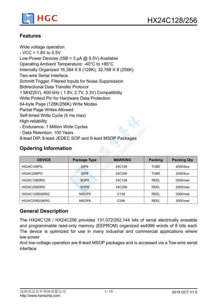 HX24C128DRG datasheet page 1