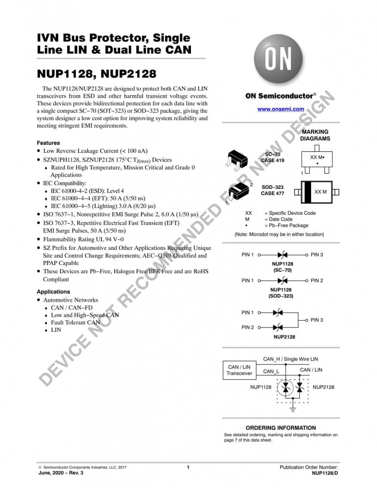 SZNUP1128HT1G datasheet page 1