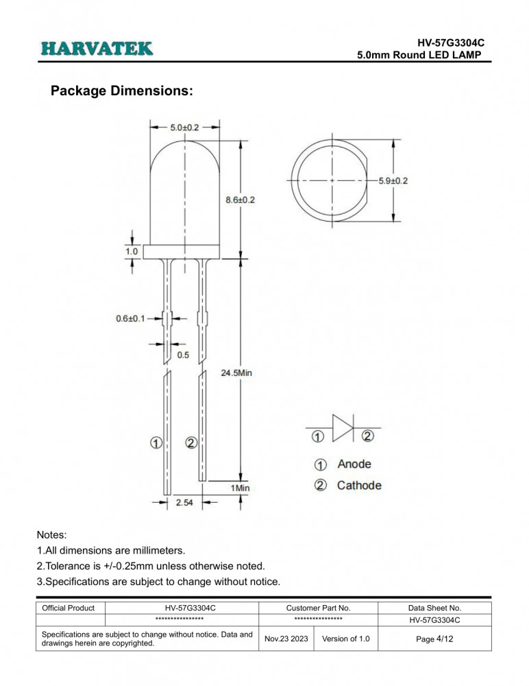 HV-57G3304C datasheet page 4