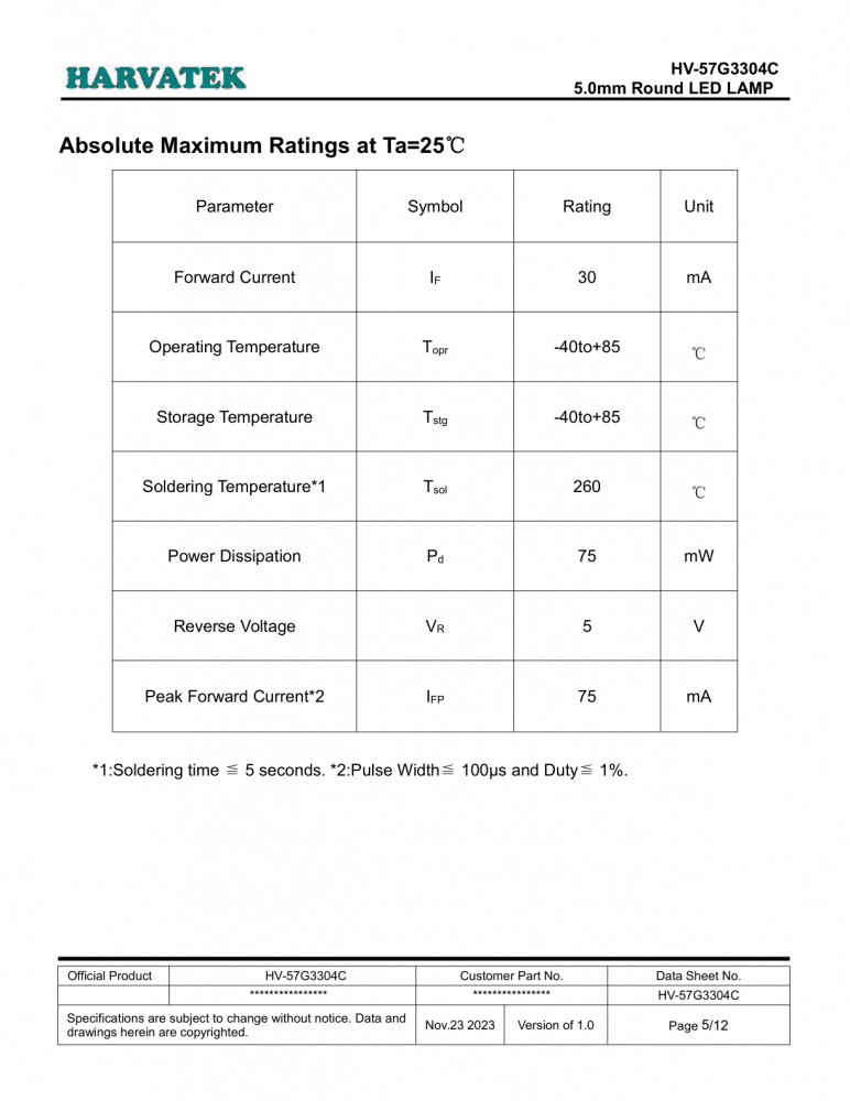 HV-57G3304C datasheet page 5