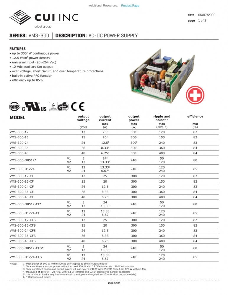VMS-300 datasheet page 1