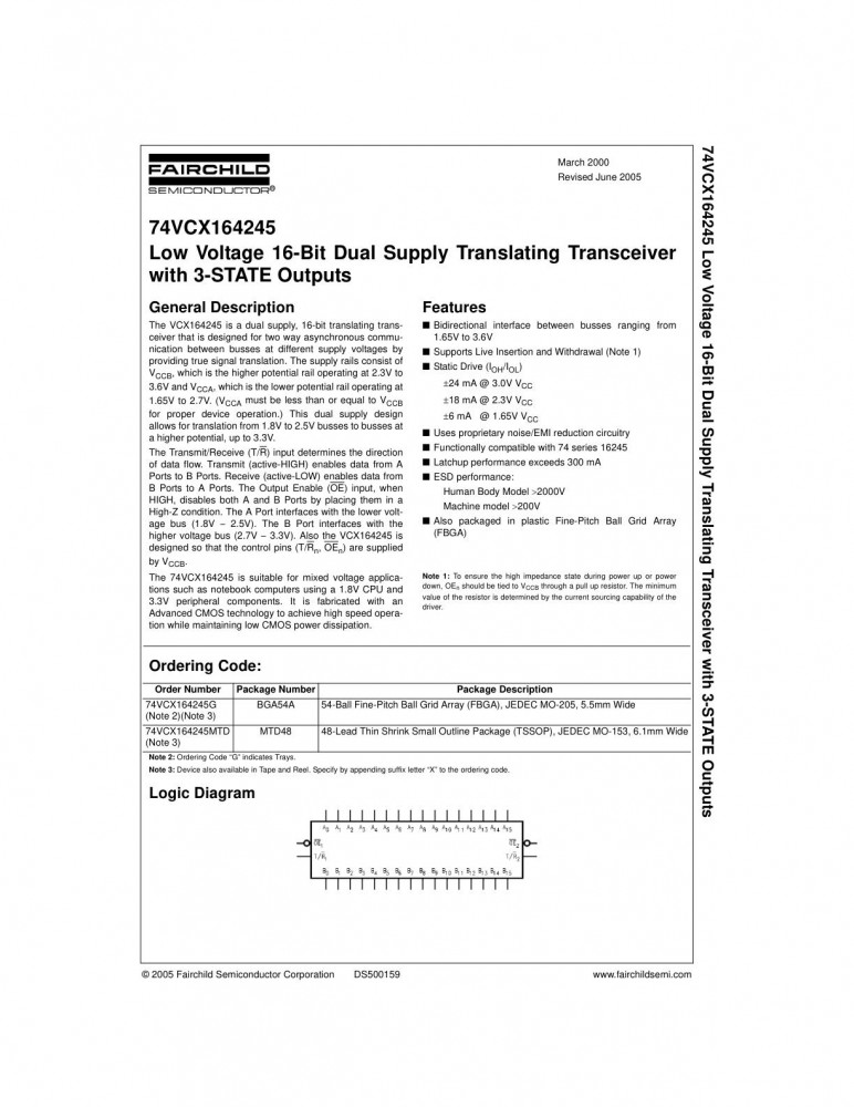 74VCX164245 datasheet page 2