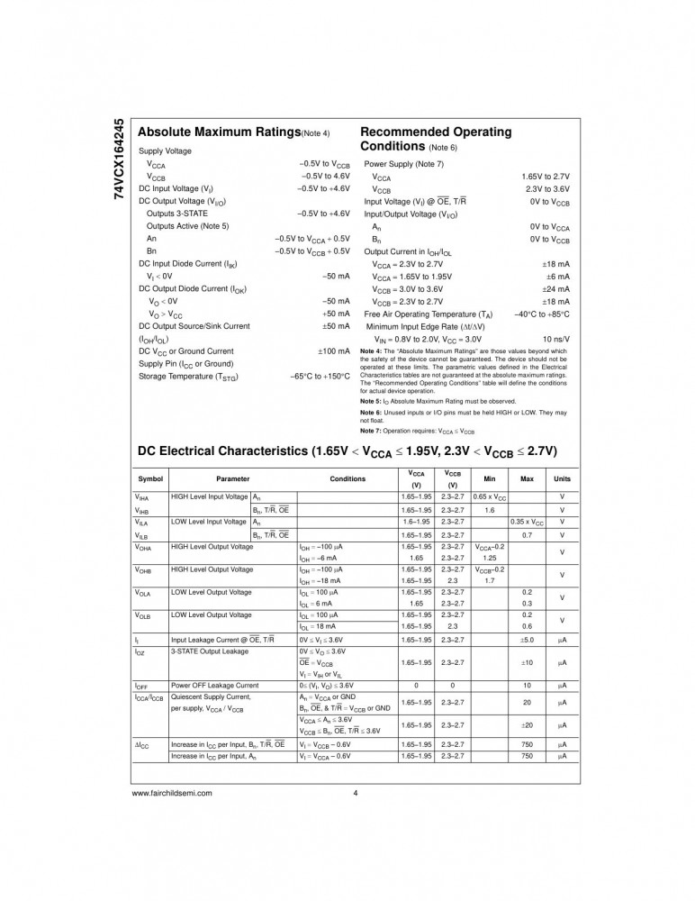 74VCX164245 datasheet page 5