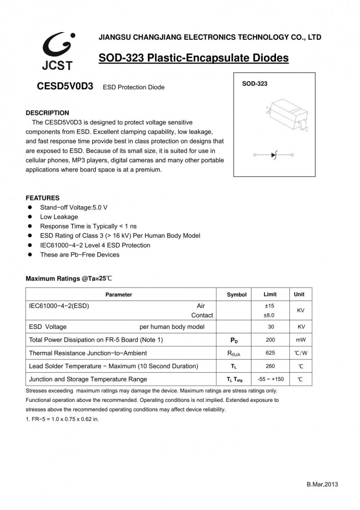 CESD5V0D3 ZA datasheet page 1