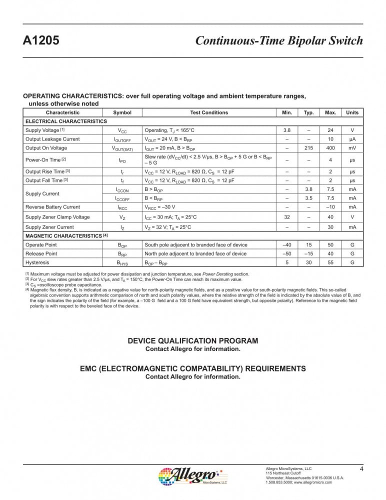 A1205 datasheet page 4