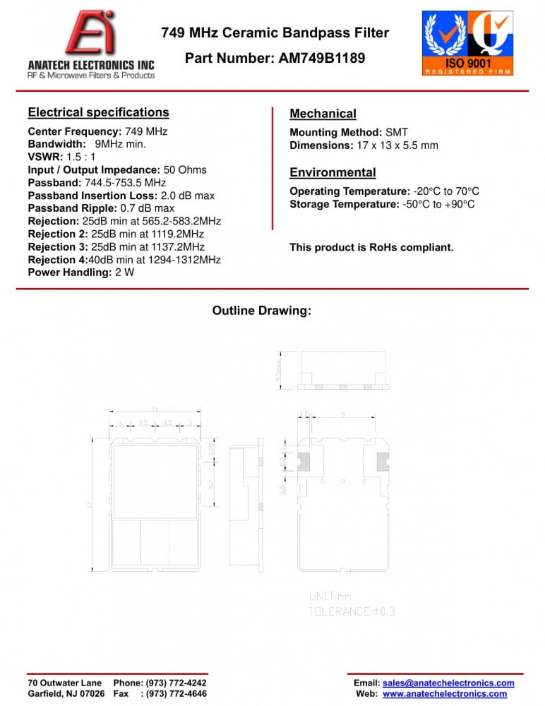 AM749B1189 technical document page 1