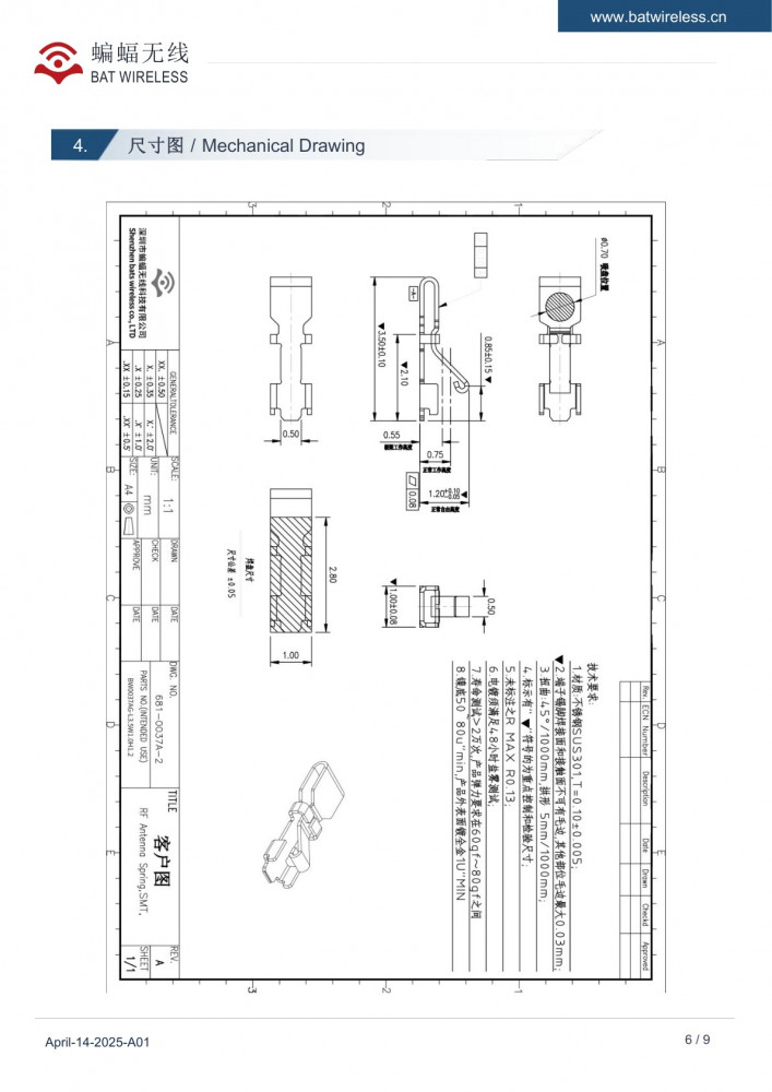 BW0037AG-L3.5W1.0H1.2 datasheet page 6